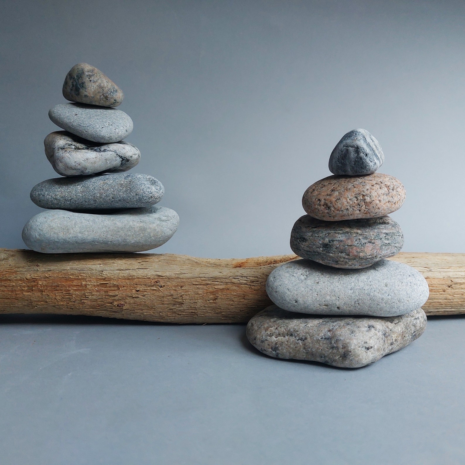 Set of 5 Balance Stones Stacking Pebbles Stress Relief Beach Stone Home ...