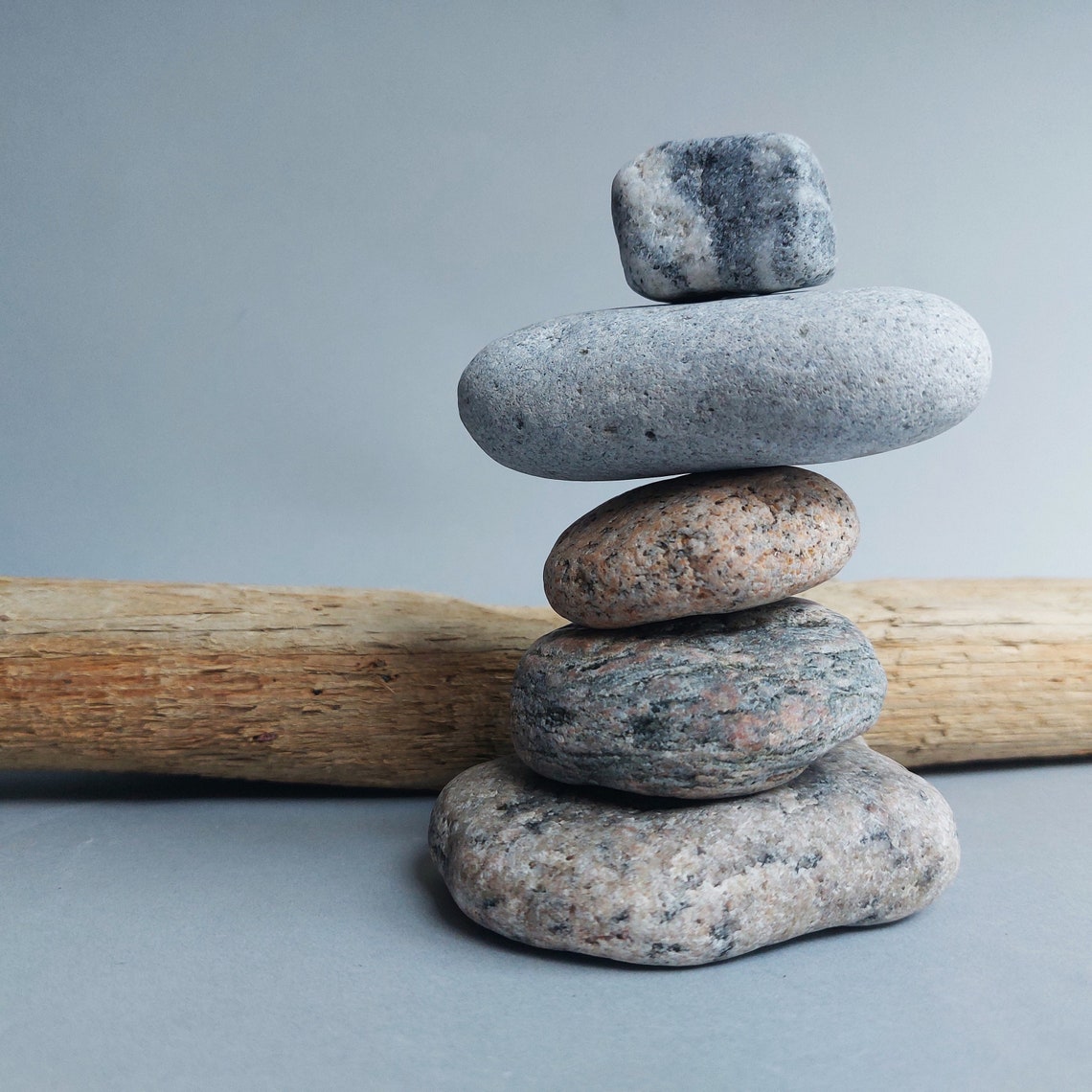 Set of 5 Balance Stones Stacking Pebbles Stress Relief Beach Stone Home ...