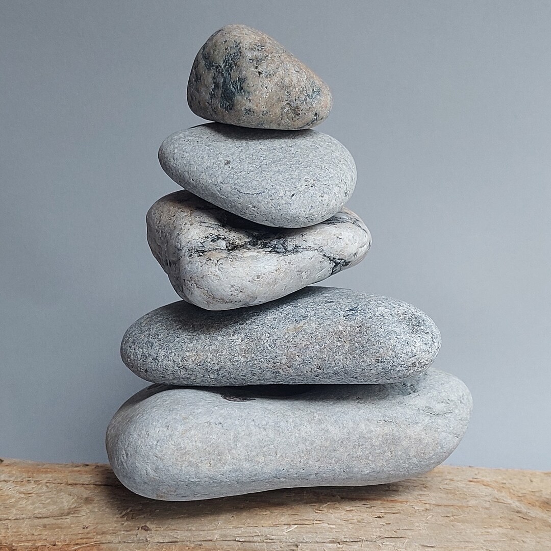 Set of 5 Balance Stones Stacking Pebbles Stress Relief Beach Stone Home ...