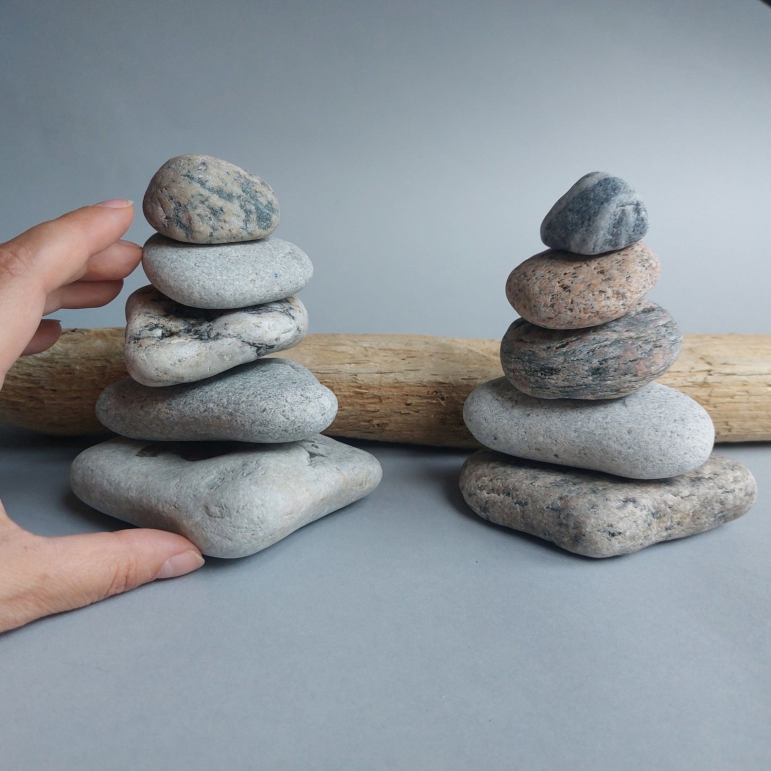 Set of 5 Balance Stones Stacking Pebbles Stress Relief Beach Stone Home ...