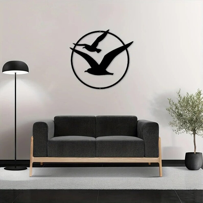 Coastal Seagulls Metal Wall Art, Steel Decor for Home and Office ...