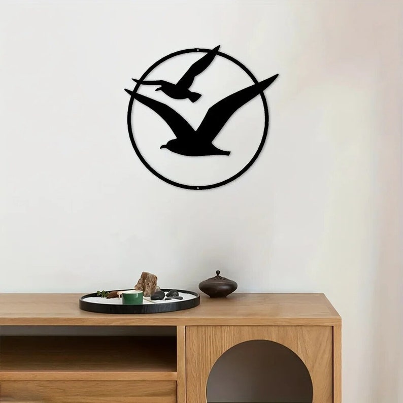 Coastal Seagulls Metal Wall Art, Steel Decor for Home and Office ...
