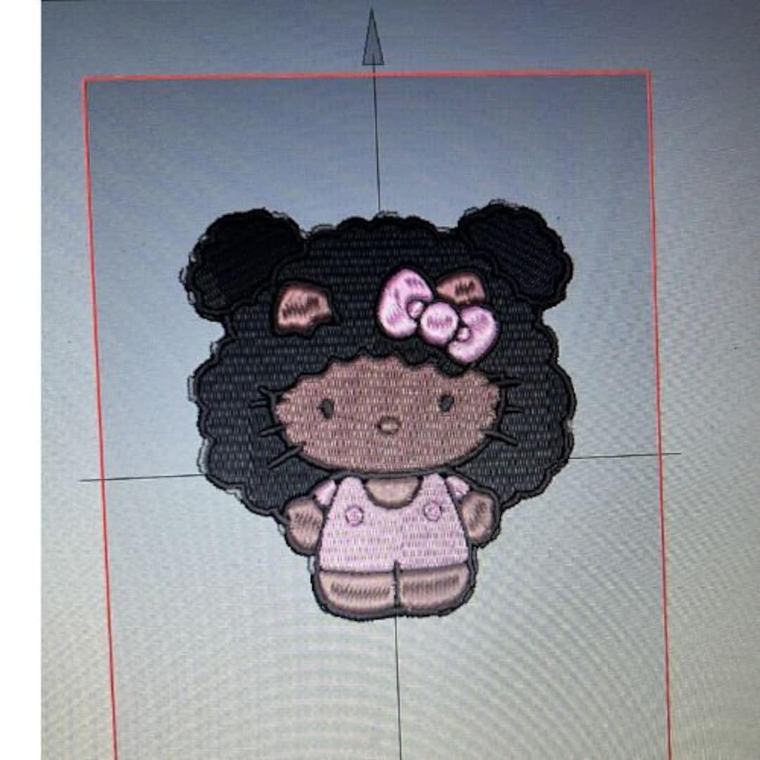 Curly Hair Kitty Embroidery Files Hello - Etsy