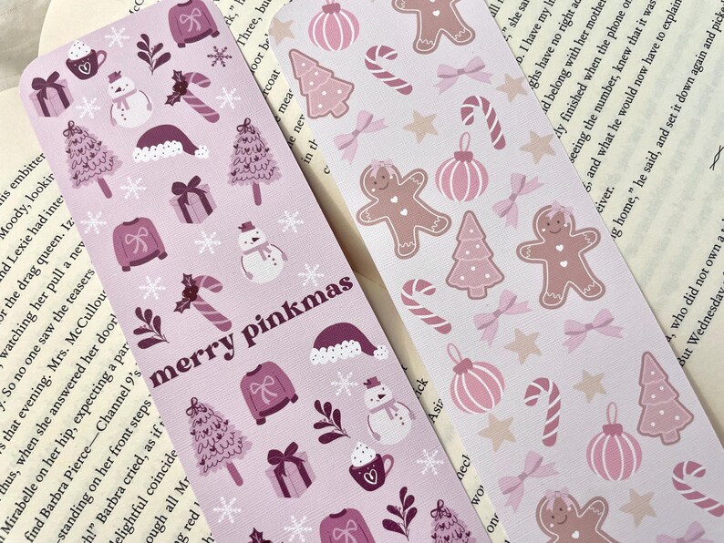 Merry Pinkmas Pink Christmas Holiday Bookmarks - Etsy