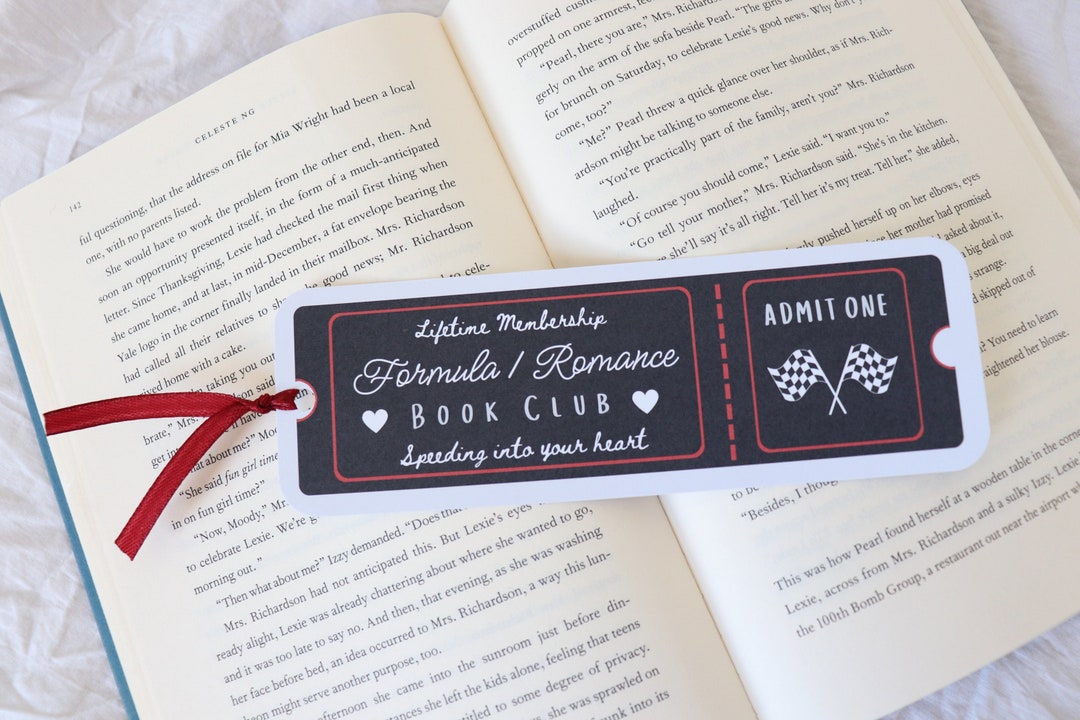 Formula 1 F1 Romance Book Club Ticket Bookmark - Etsy