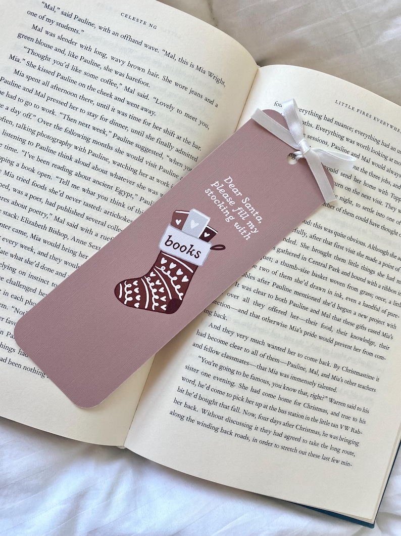 Dear Santa, Please Fill My Stocking With Books Christmas Bookmark ...