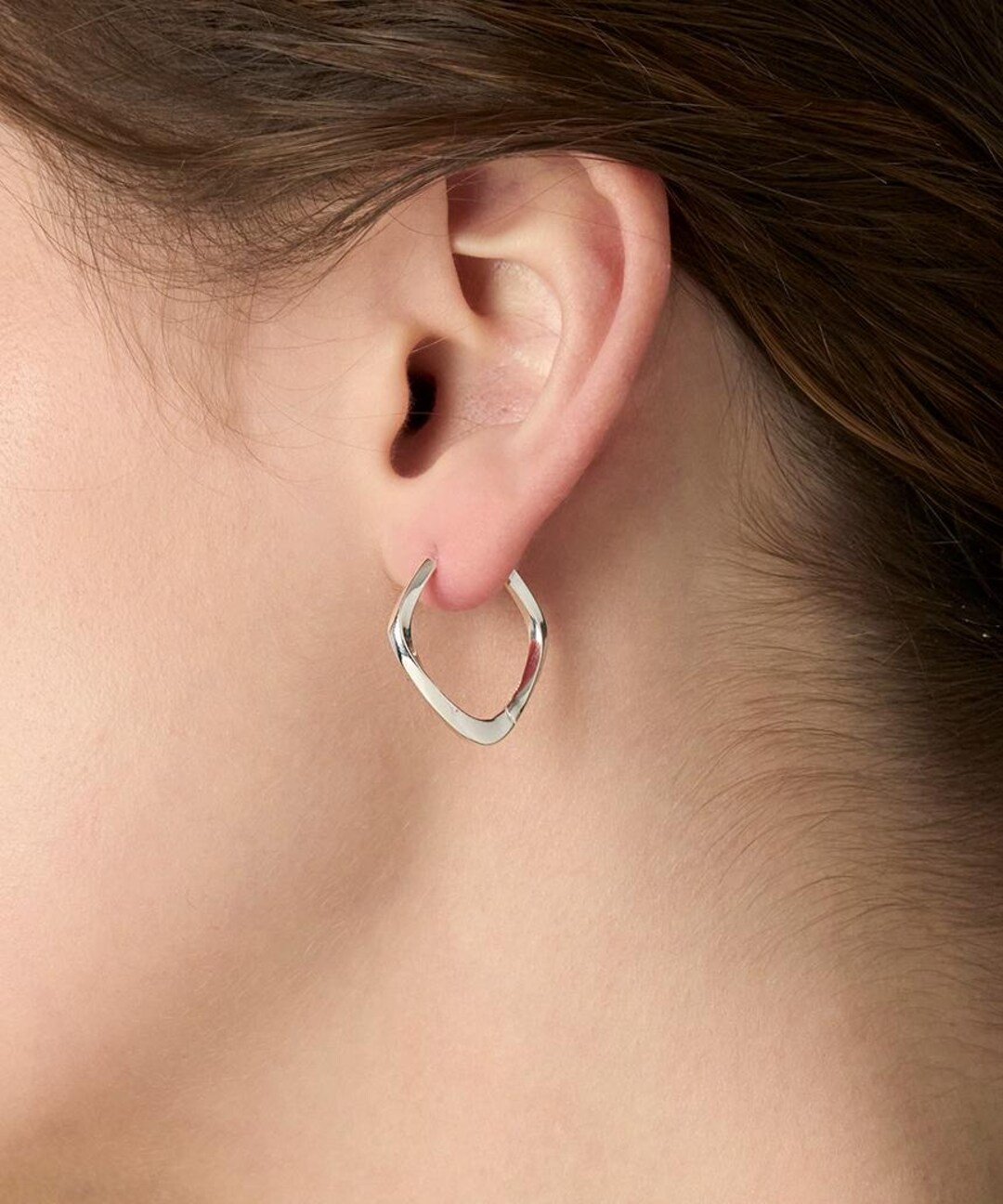 Minimalist Rhombus Hoop Earrings in Sterling Silver - Lightweight ...