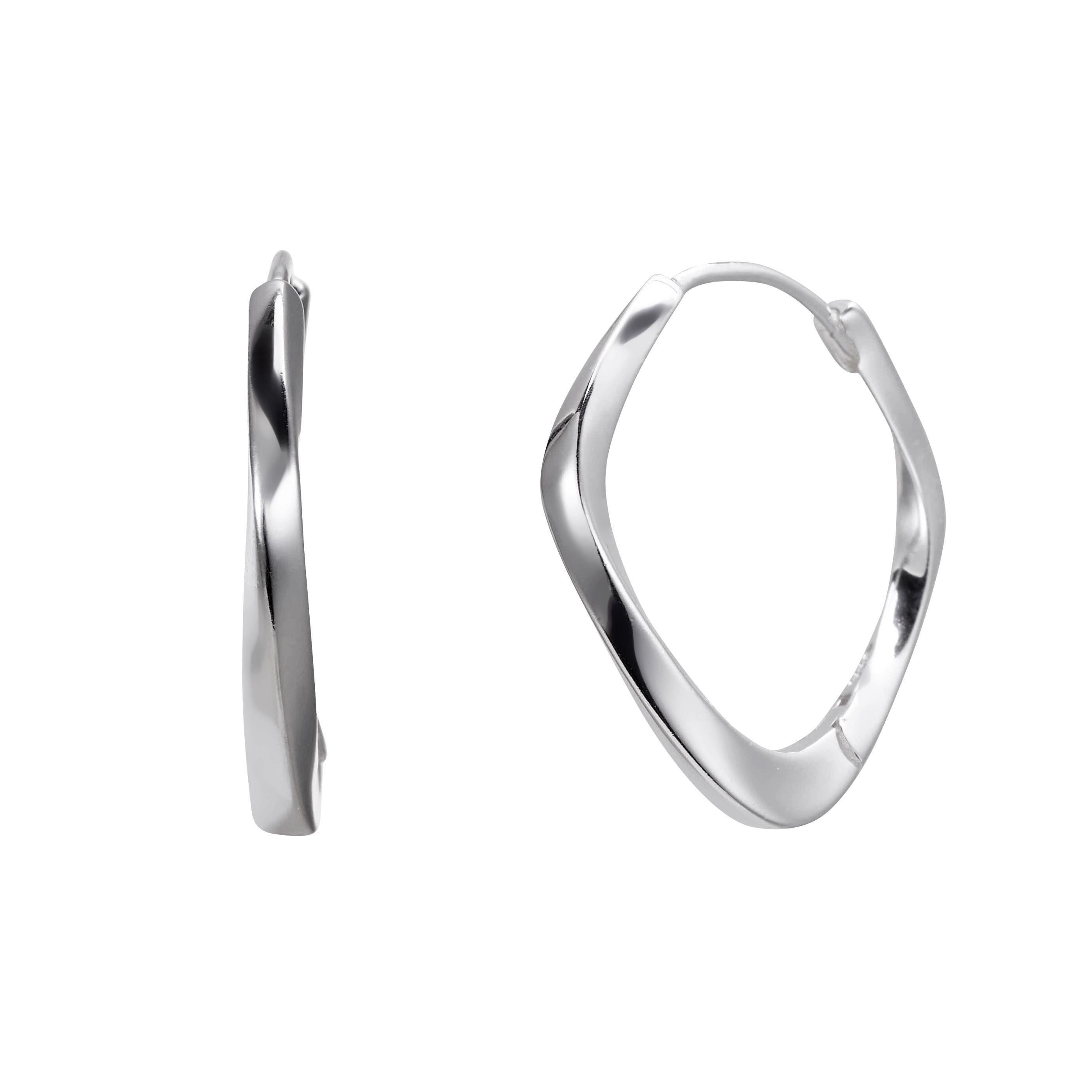 Minimalist Rhombus Hoop Earrings in Sterling Silver - Lightweight ...