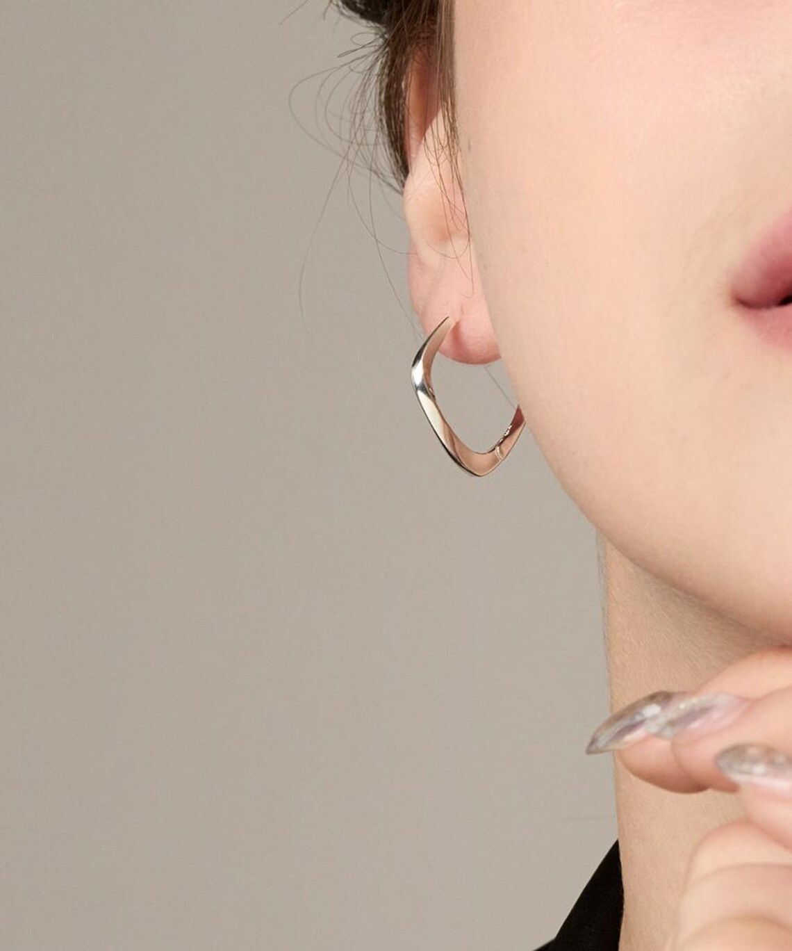Minimalist Rhombus Hoop Earrings in Sterling Silver - Lightweight ...