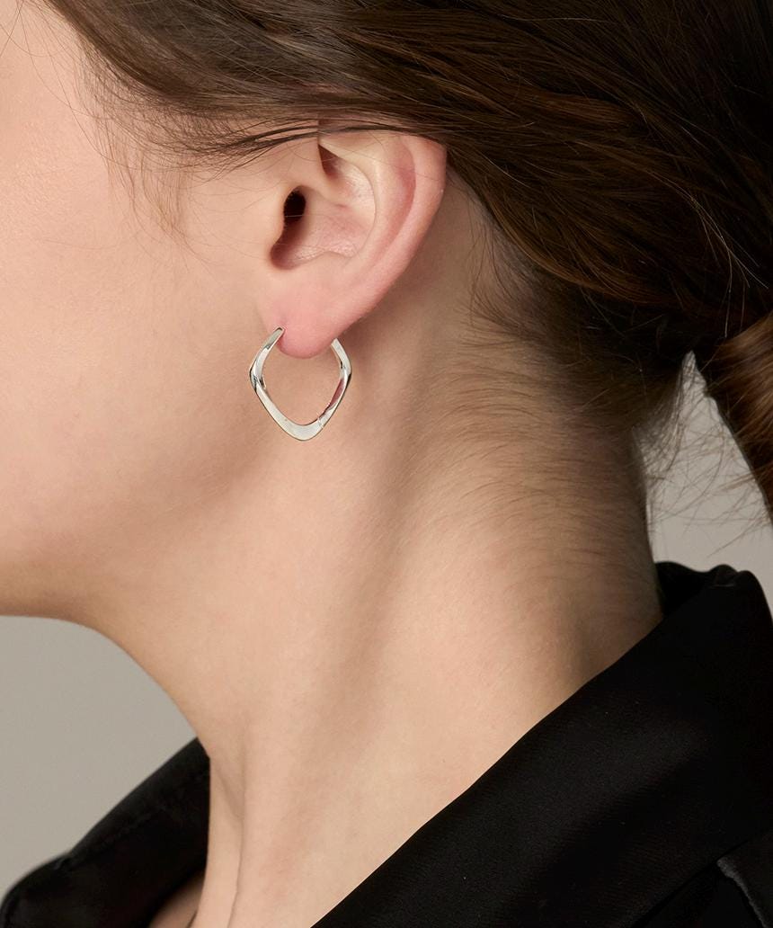 Minimalist Rhombus Hoop Earrings in Sterling Silver - Lightweight ...