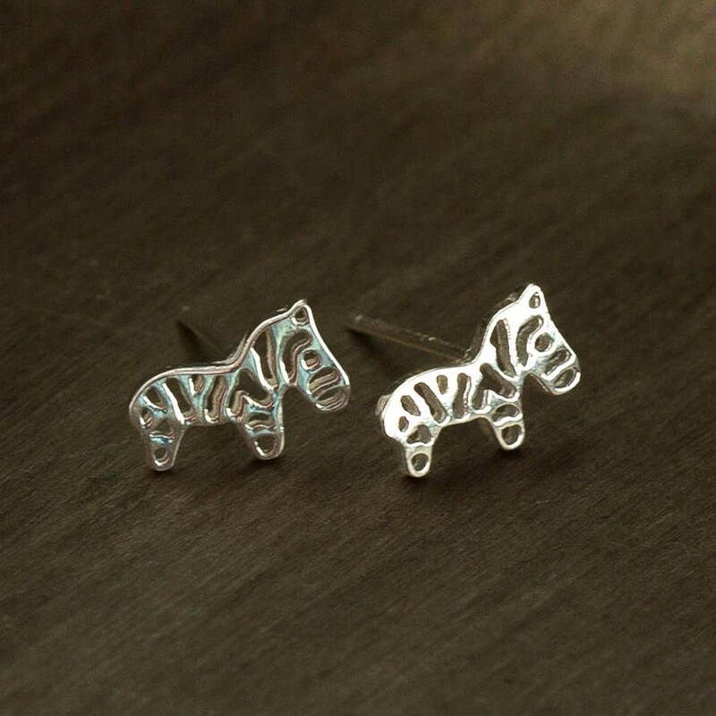 Zebra Stud Earrings - Etsy