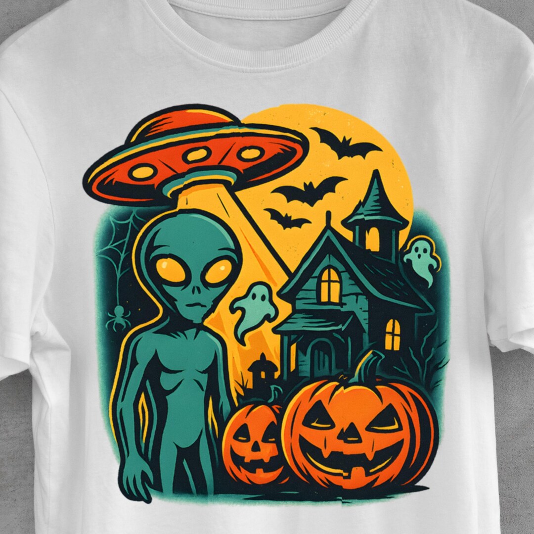 Halloween Alien Png UFO Haunted House Pumpkin Ghost Png Spooky Digital ...