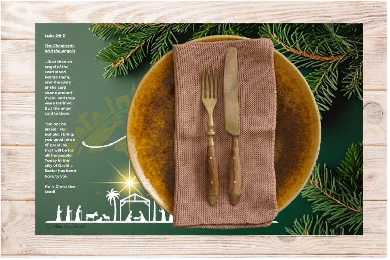 Joy to the World Christmas Placemat – Elegant 11x17 Printable Christian ...