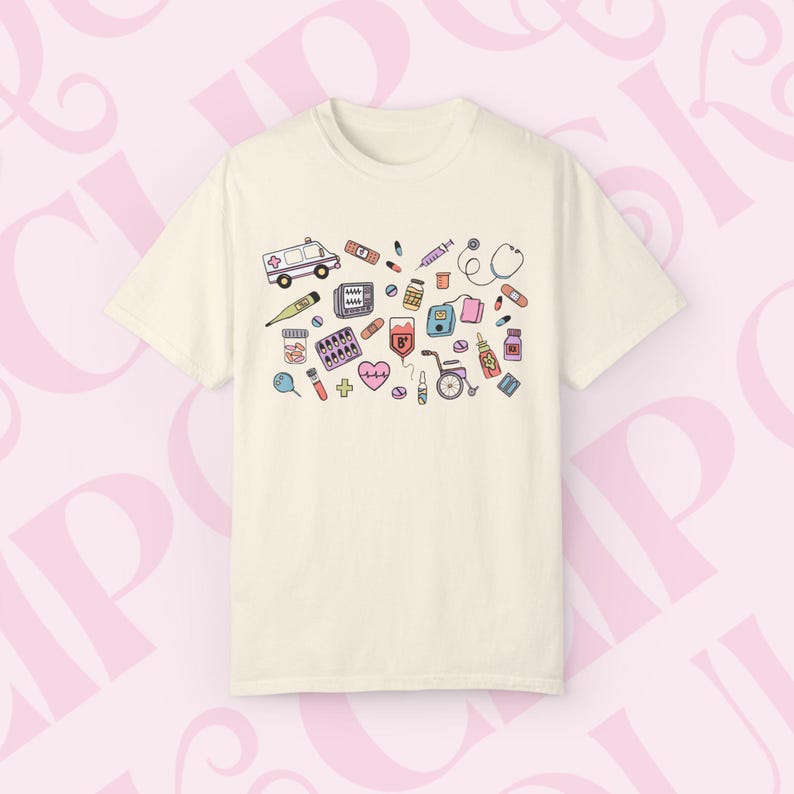 Medical Doodle Shirt for Healthcare Worker Nurse Tshirt Gift for CNA ...