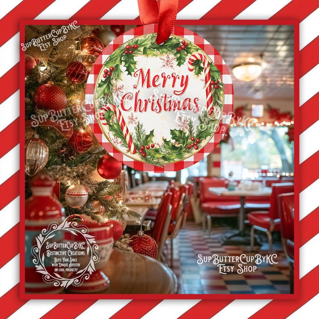 Classic Old Fashion Merry Christmas Sign Ornament Diner Collection ...