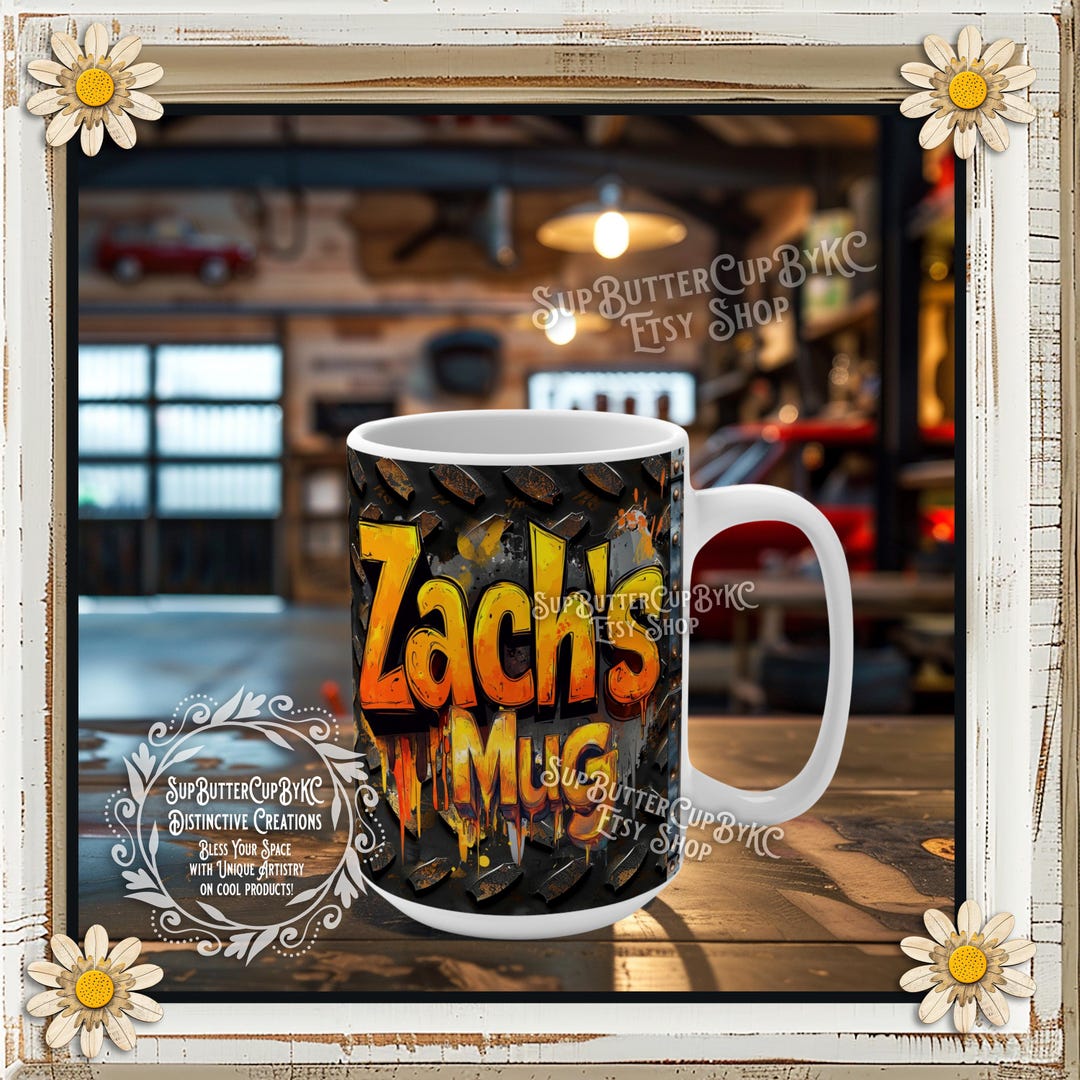 Mug for Zach, Men's Rugged Custom Name Mug, Mens Personalized Masculine ...