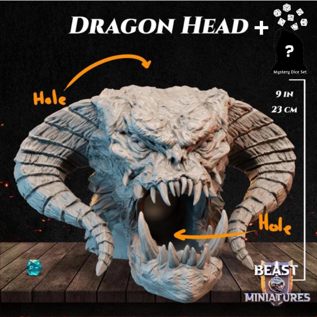 The Dragon Head Dice Tower & Mystery Dice Set | Beast Miniatures | XL Dice Tower Collection | 3D ...