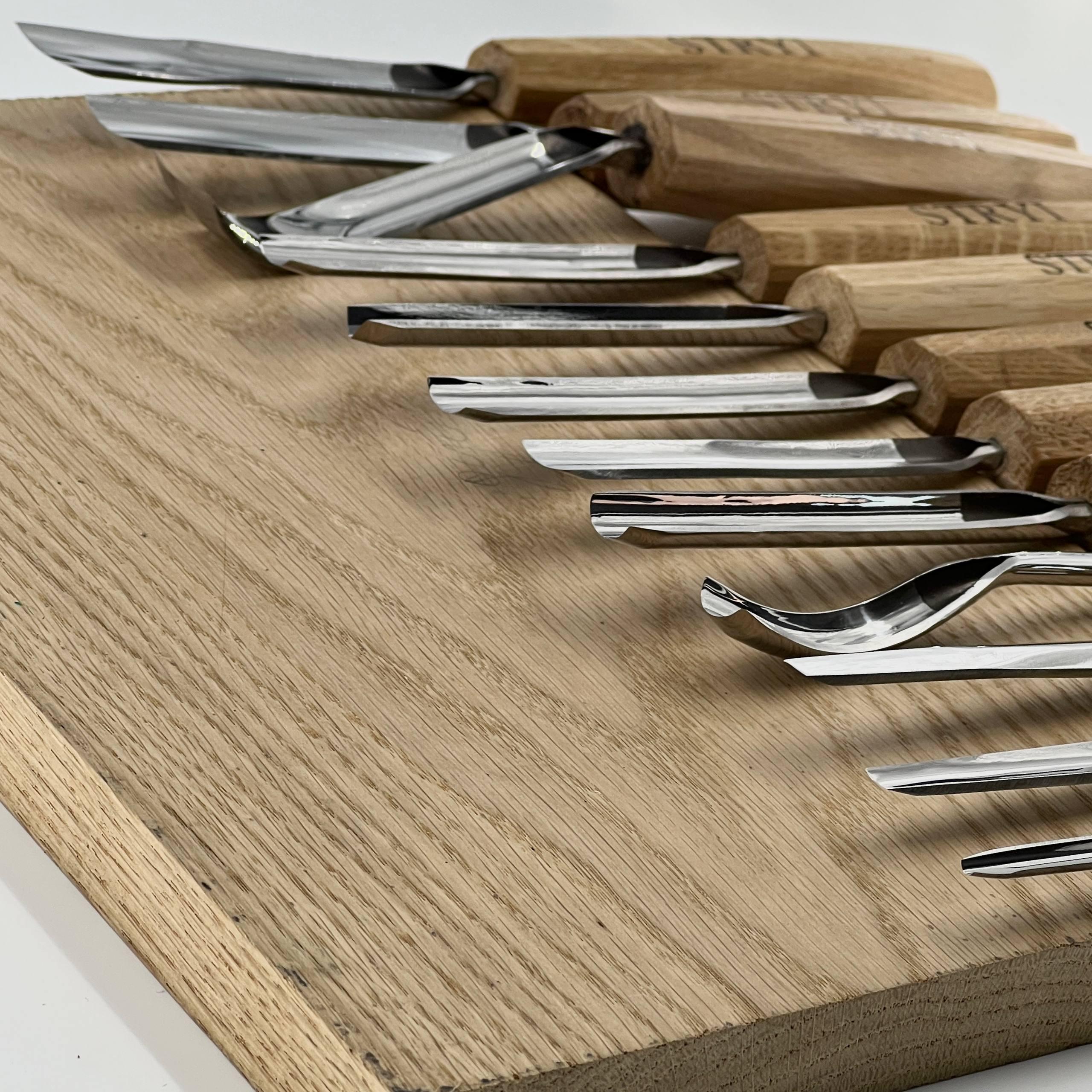 Wood Carving Set 12 Pieces in a Genuine Leather Case, Carving Chisels ...