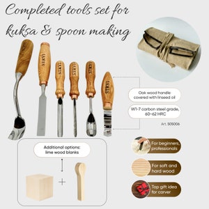Wood Carving Kit for Spoon and Kuksa Carving, Forged Tools, Woodworking ...