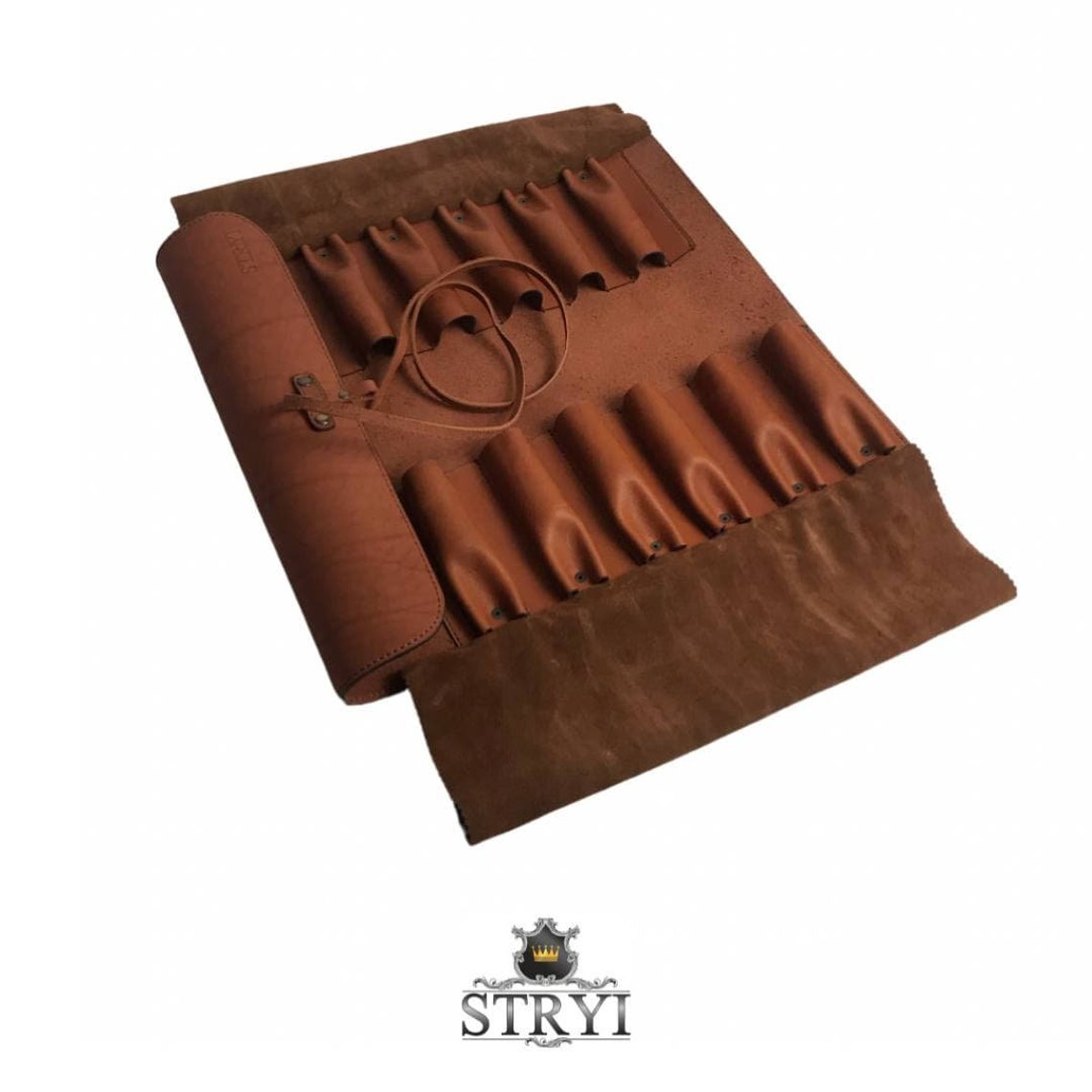 Genuine Leather Chisel Roll, 12-pocket Tool Storage Case, Gift for ...