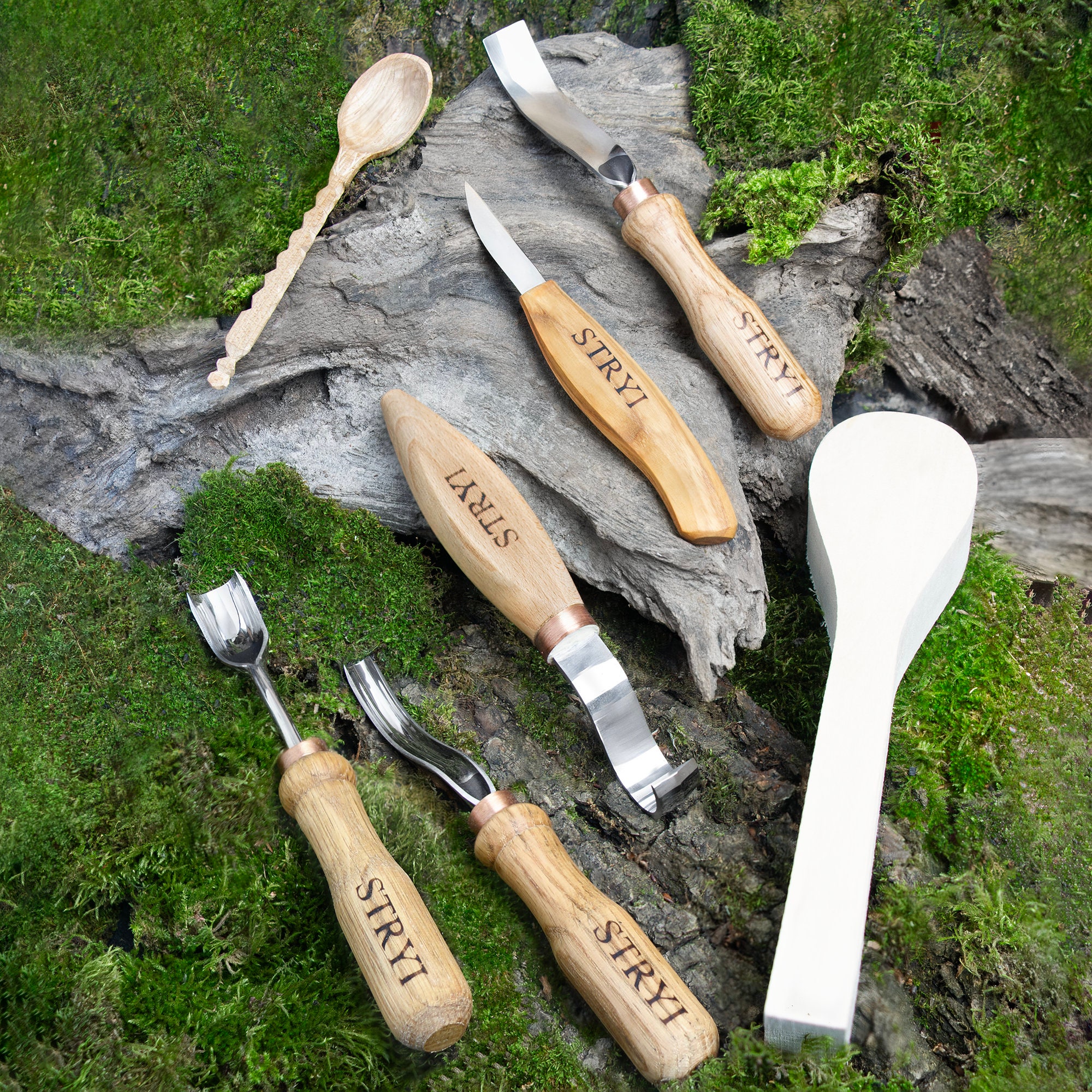 Spoon Carving Set of 5 Tools, Wood Carving Tools, Bowl Carving, Steel ...