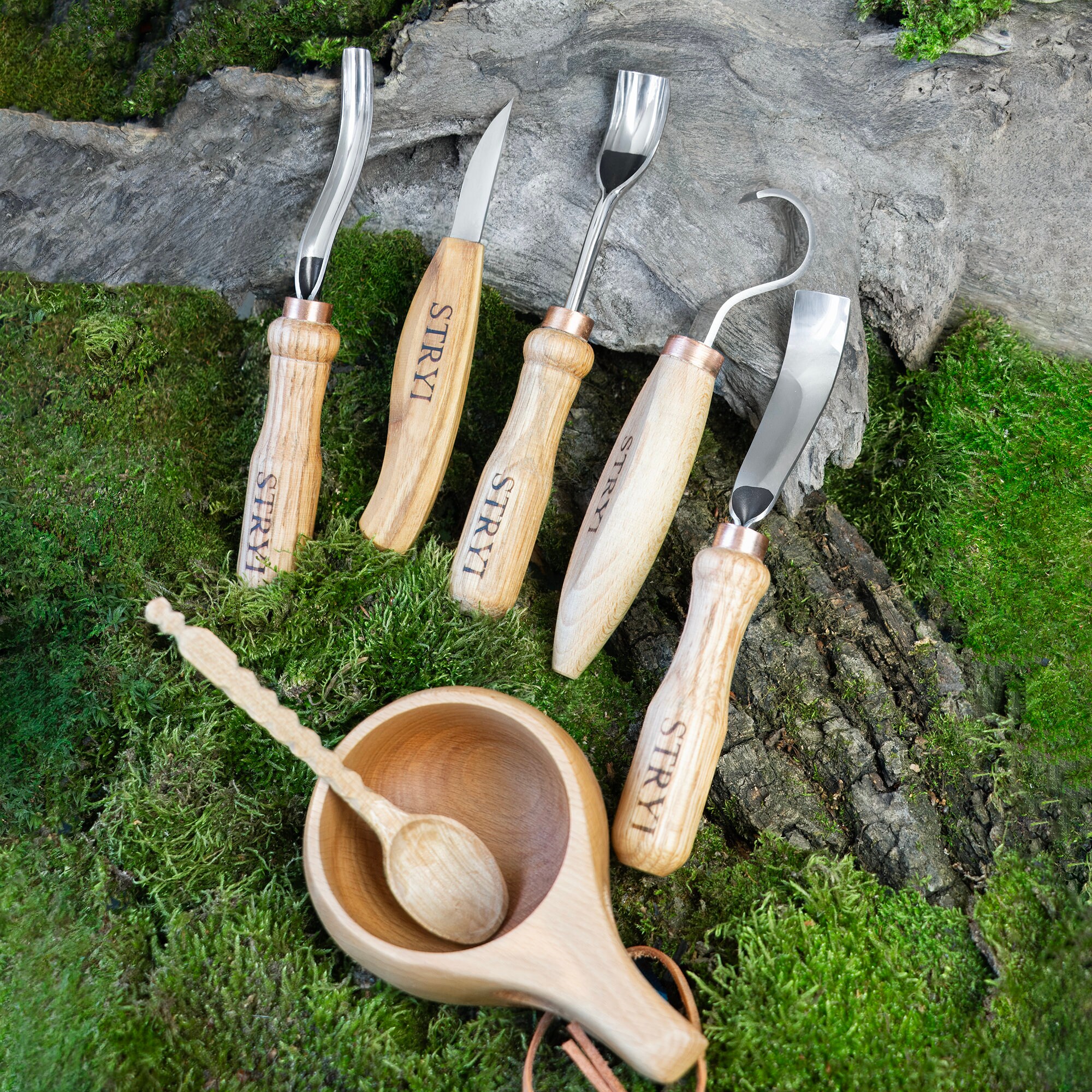 Spoon Carving Set of 5 Tools, Wood Carving Tools, Bowl Carving, Steel ...