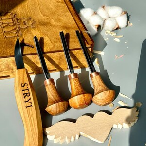 Wood Carving Set for Whittling Figurines, Palm Toolset, Forged Steel ...