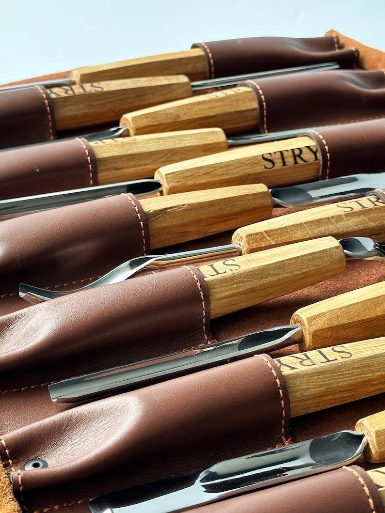 Genuine Leather Chisel Roll, 12-pocket Tool Storage Case, Gift for ...