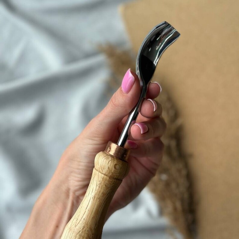 Short Bent Gouge, Wood Carving Tool, Spoon Carving Chisel, Gift for Him ...