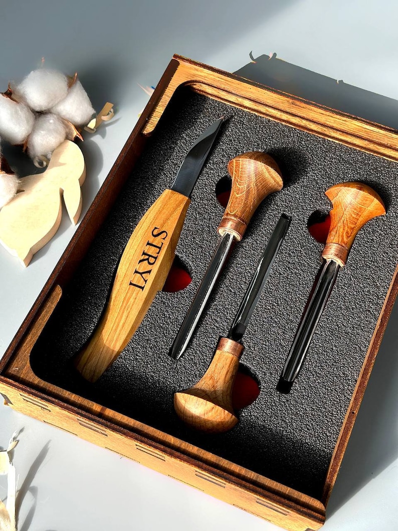 Wood Carving Set for Whittling Figurines, Palm Toolset, Forged Steel ...