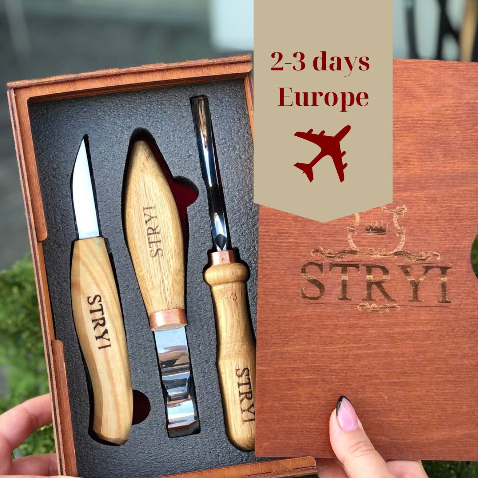 Wood Carving Set of 3 Pcs, Spoon and Kuksa Making in Wooden Storage Box ...