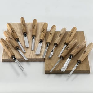 Wood Carving Set 12 Pieces in a Genuine Leather Case, Carving Chisels ...