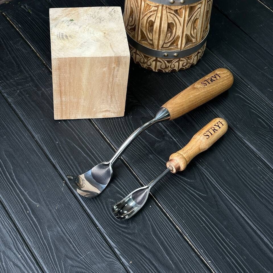 Forged Bowl Carving Gouges Set: STRYI Bent Carving Kuksa Tools, Gift ...