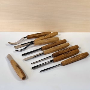 Basic Wood Carving Kit 9pcs, Gouges Set for Relief Carving, Gift for ...