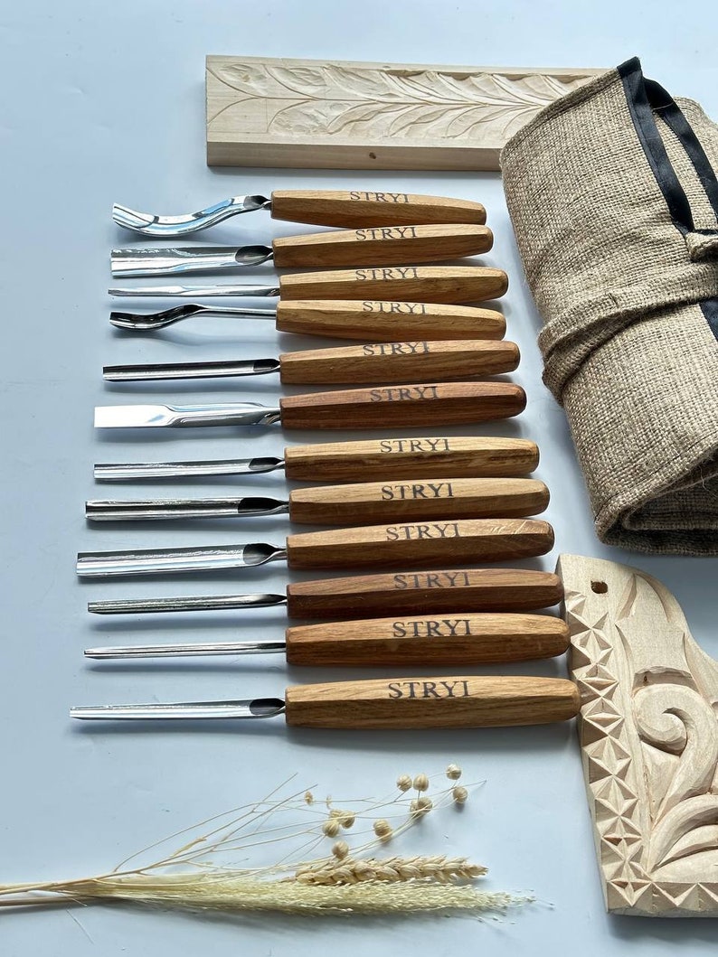 Wood Carving Kit, Wood Carving Hand Chisel Tool Set 12 Pcs, Woodworking ...