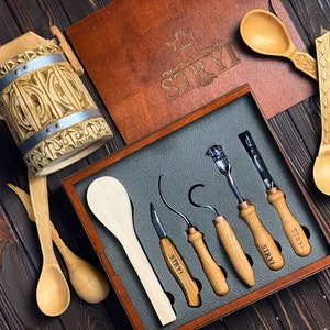 Spoon Carving Set of 5 Tools, Wood Carving Tools, Bowl Carving, Steel ...