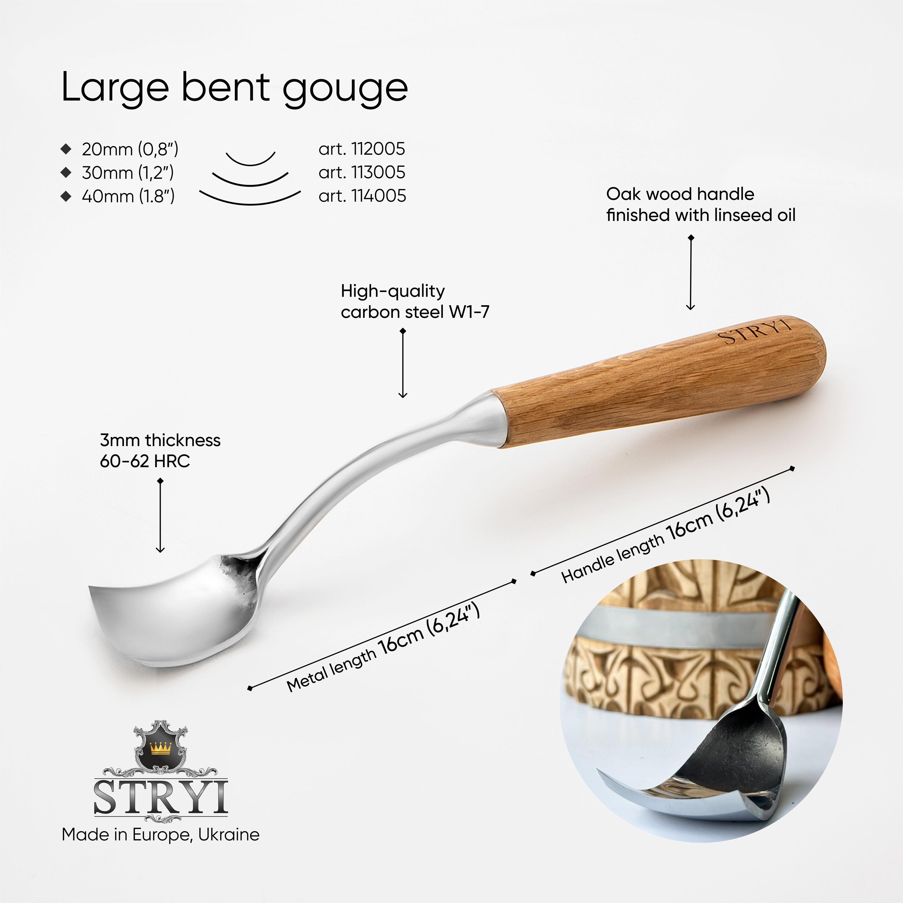 Large Bent Gouge, Wood Carving Tools, Bowl Gouge, Spoon, Kuksa, Cup ...