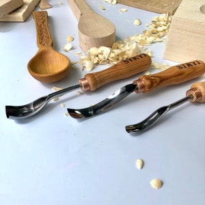 Spoon Carving Kit, Bowl and Kuksa Carving Kit, Gift for Husband, Gouges Set, Bent Gouges, Bowl ...