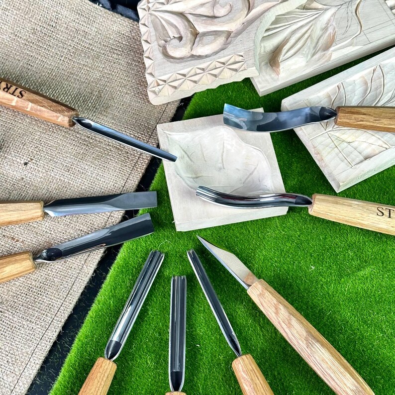 STRYI 9-piece Wood Carving Kit: Relief Carving Tools With Canvas Case ...