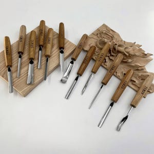 Wood Carving Set 12 Pieces in a Genuine Leather Case, Carving Chisels ...