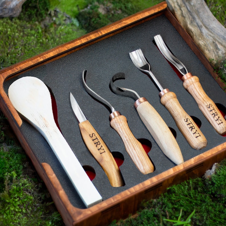 Spoon Carving Set of 5 Tools, Wood Carving Tools, Bowl Carving, Steel ...