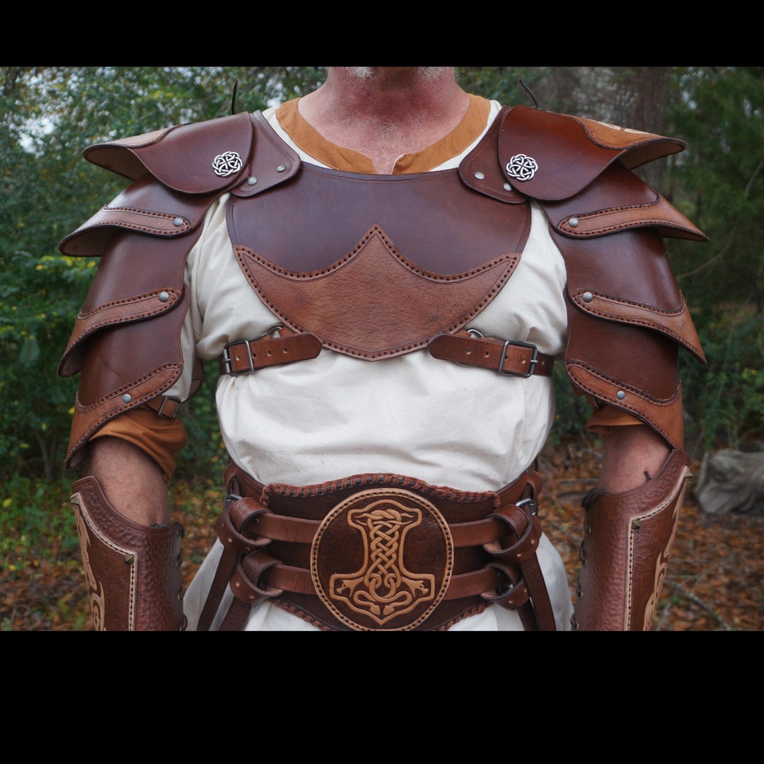 Leather Pauldrons, Leather Spaulder Set W/demi Cuirass, X-large Armor ...