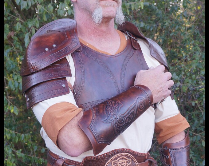 Leather Armor Set, Leather Spaulders W/demi Cuirass, Leather Pauldrons ...
