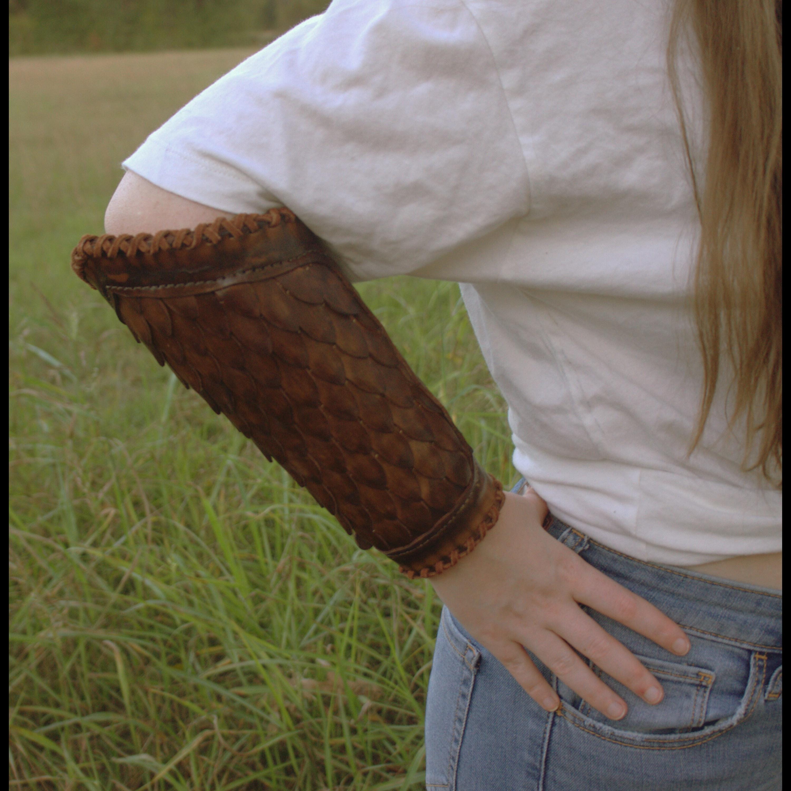 Leather Dragon Scale Bracers, Women's S-xs/youth Bracers, Viking Armor ...