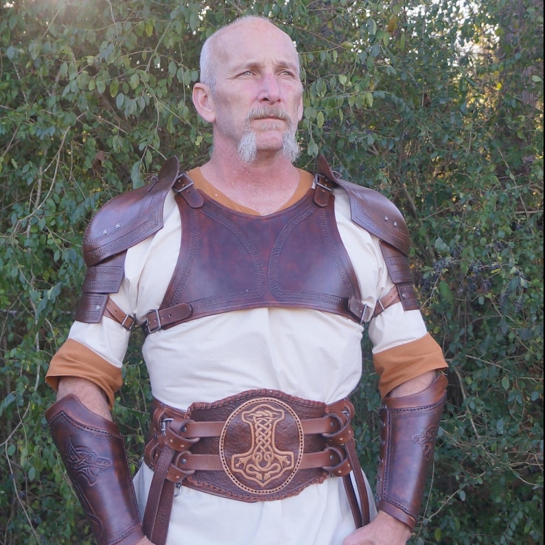 Leather Armor Set, Leather Spaulders W/demi Cuirass, Leather Pauldrons ...
