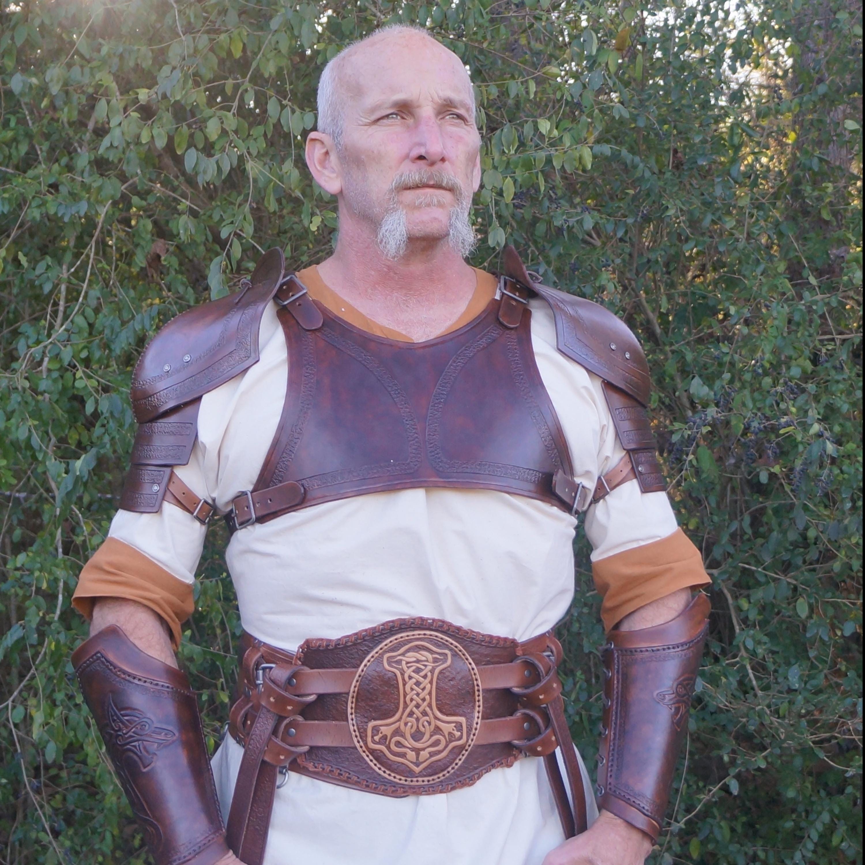 Leather Armor Set, Leather Spaulders W/demi Cuirass, Leather Pauldrons ...