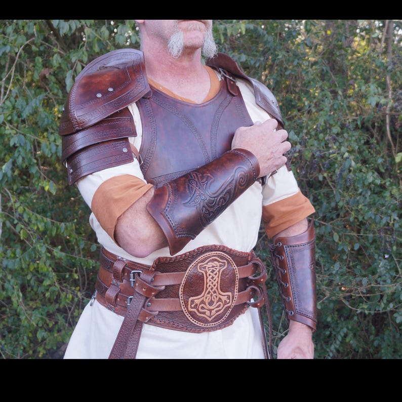 Leather Armor Set, Leather Spaulders W/demi Cuirass, Leather Pauldrons, Medieval Armor for Ren ...