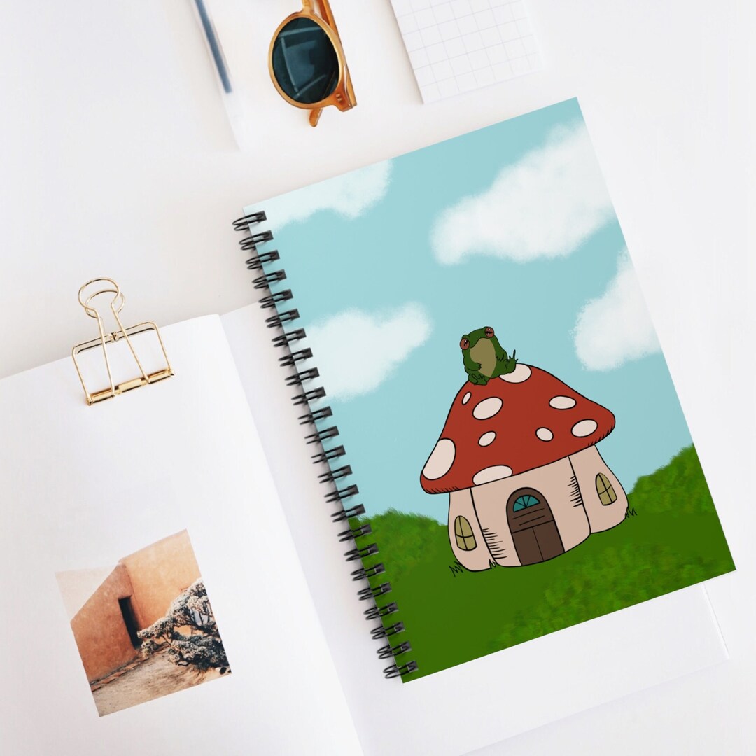Cottagecore Frog Toadstool Art Spiral Notebook Ruled Line 6 X 8 ...