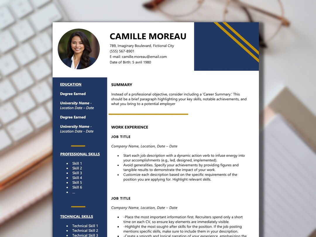 Modèle De CV Professionnel 1,2 Et 3 Pages, Lettre De Motivation Et ...