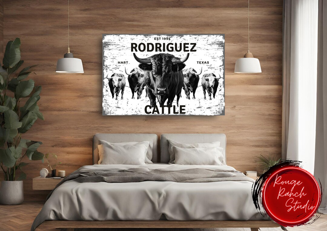Farmhouse Sign Farm Sign Cattle Canvas Farm Wall Decor Last Name Sign ...